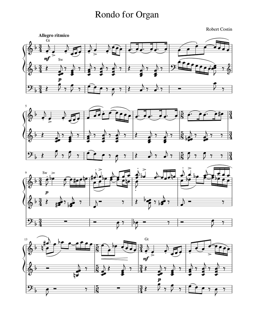Rondo for Organ Sheet Music for Organ (Solo) | MuseScore.com
