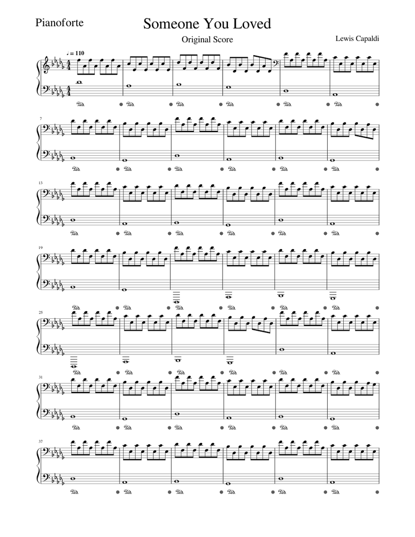 Lewis Capaldi - Someone You Loved Sheet music for Piano (Solo) Easy | Musescore.com