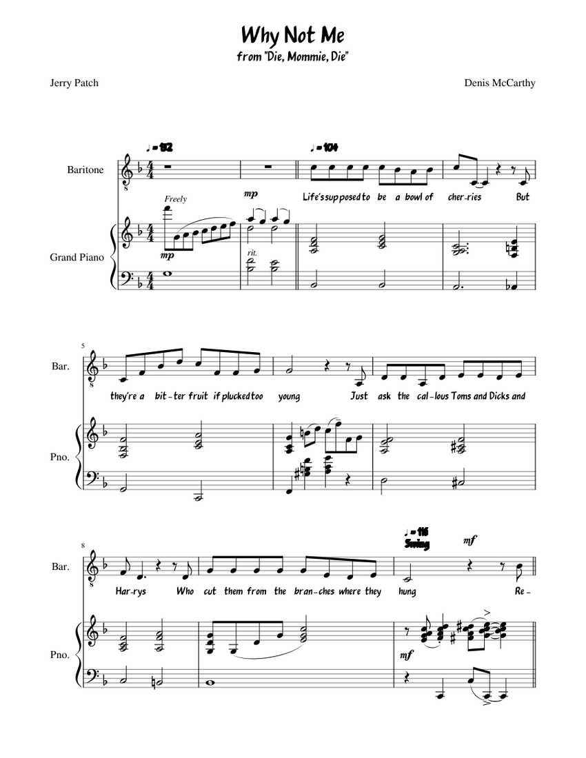 Why_Not_Me Sheet music for Piano, Baritone (Piano-Voice) | Musescore.com