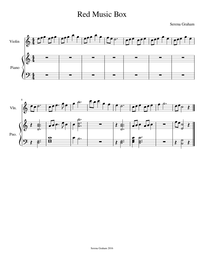 Red Music Box Sheet music for Piano, Violin (Solo) | Musescore.com