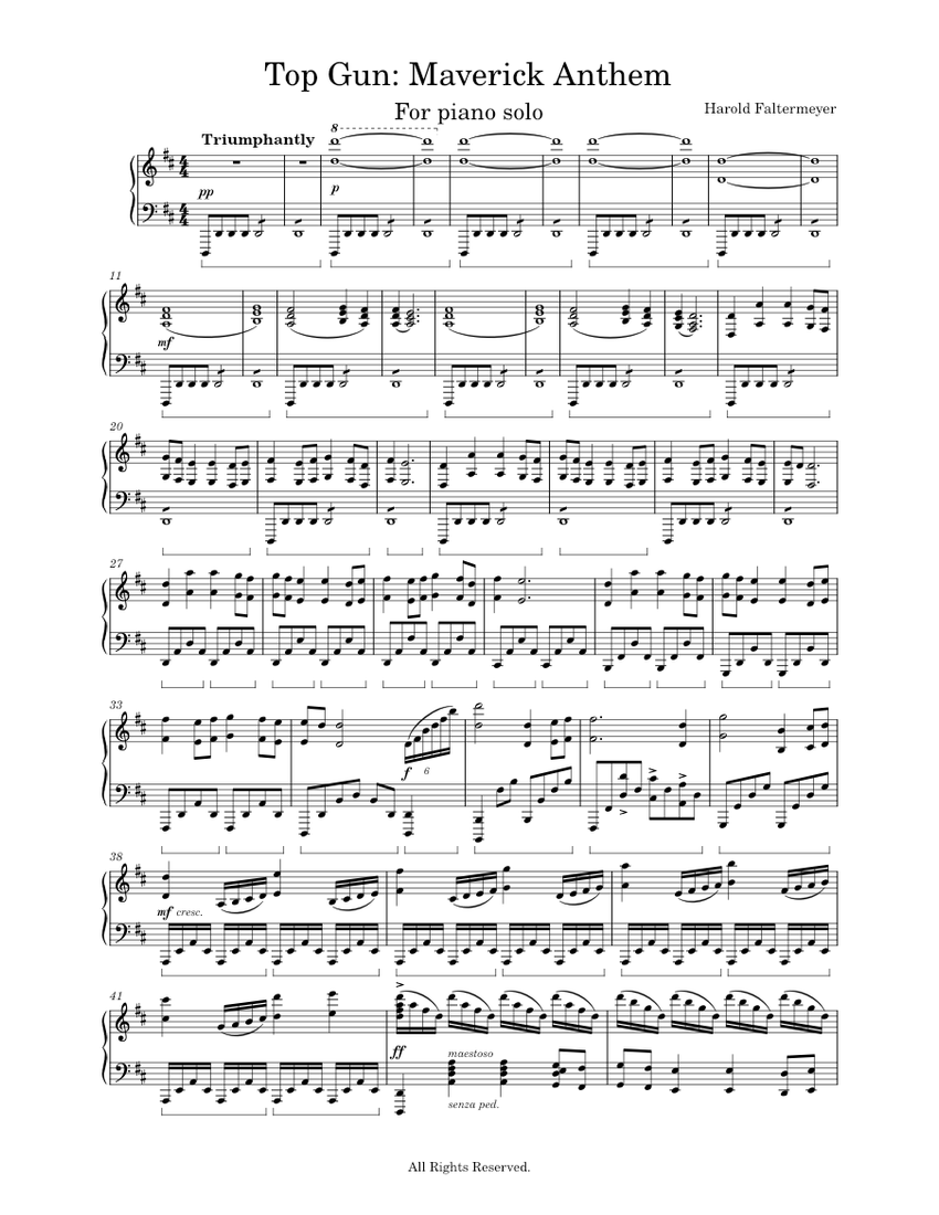 Top Gun: Maverick Anthem for piano solo Sheet music for Piano (Solo ...