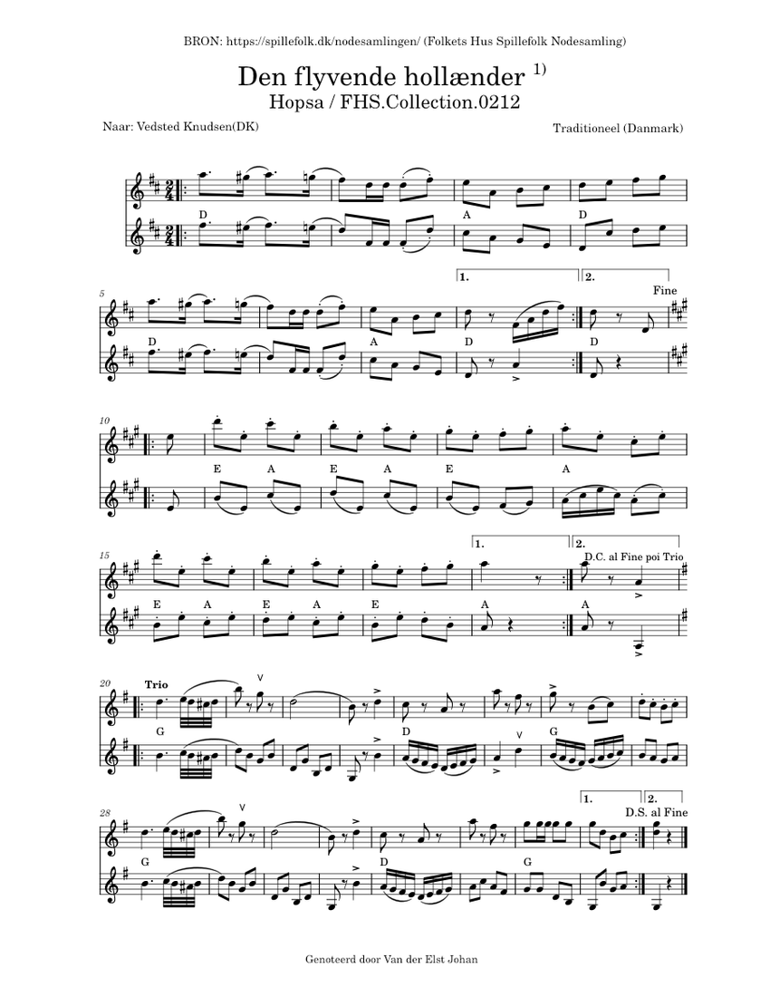 Den flyvende hollænder (FHS.Collection.0212) Sheet music for Violin ...