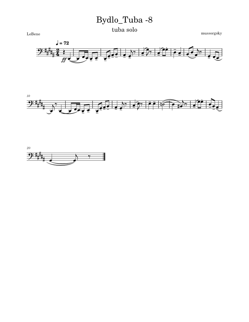 Bydlo (Pictures at an Exhibition) – Modest Mussorgsky Sheet music for ...