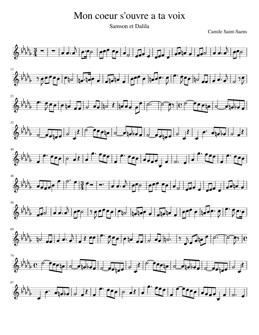 Mon_coeur_s'ouvre_a_ta_voix Sheet music for Piano (Solo) Easy ...