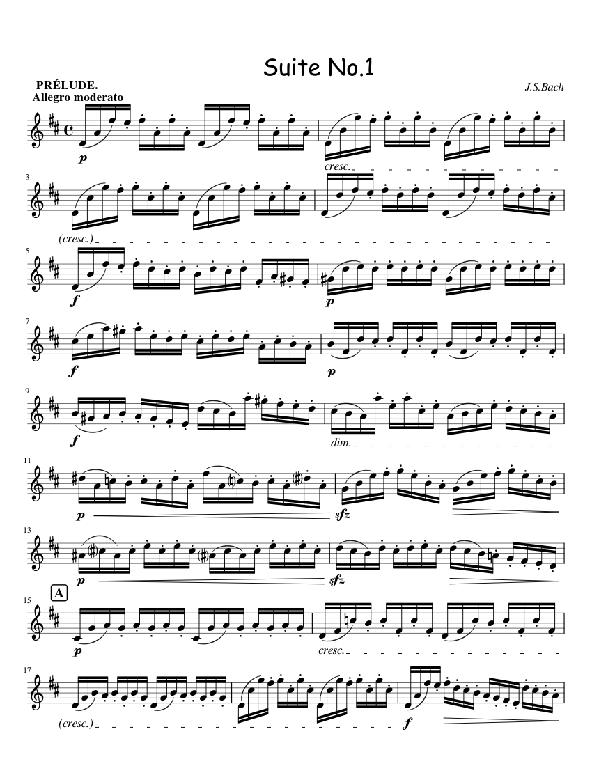 Suite No.1 (full) - Bach (Recorder) Sheet Music for Recorder (Solo ...