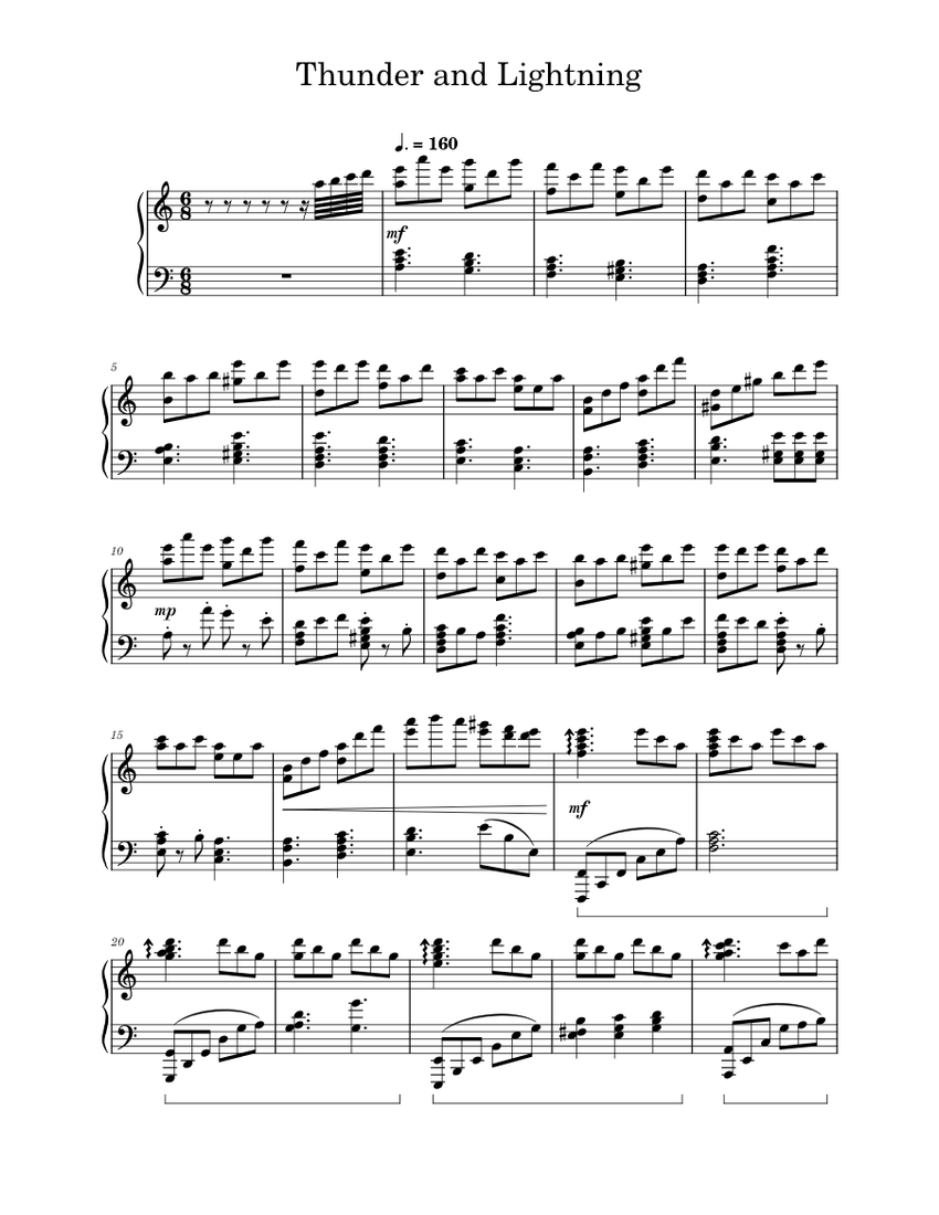 Thunder and Lightning Sheet Music for Piano (Solo) | MuseScore.com