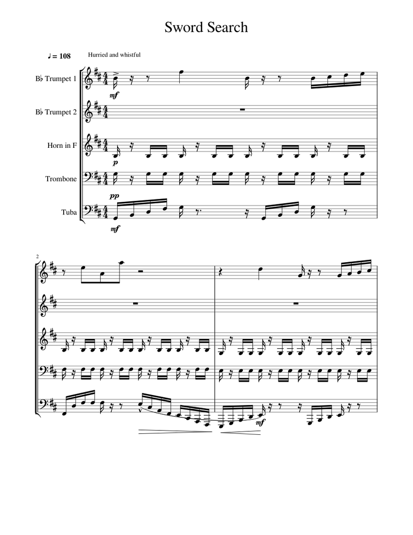 Sword Search Sheet music for Trombone, Tuba, Trumpet in b-flat, French ...