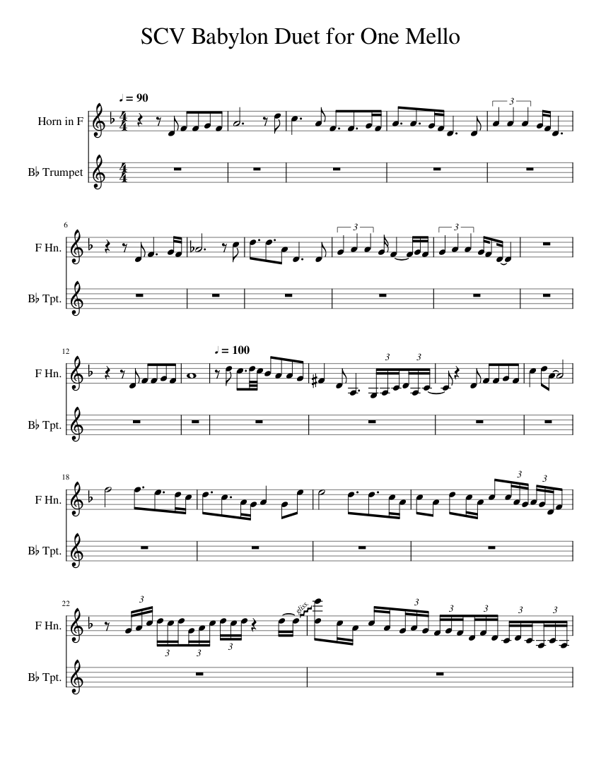 Babylon Sheet music for Trumpet in b-flat, French horn (Brass Duet ...