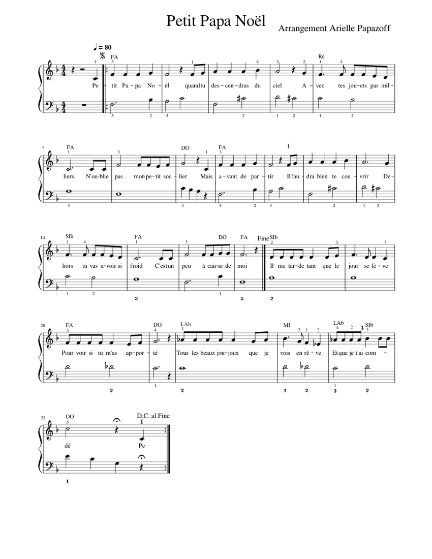 Petit Papa Noel Sheet music for Piano (Solo) | Musescore.com