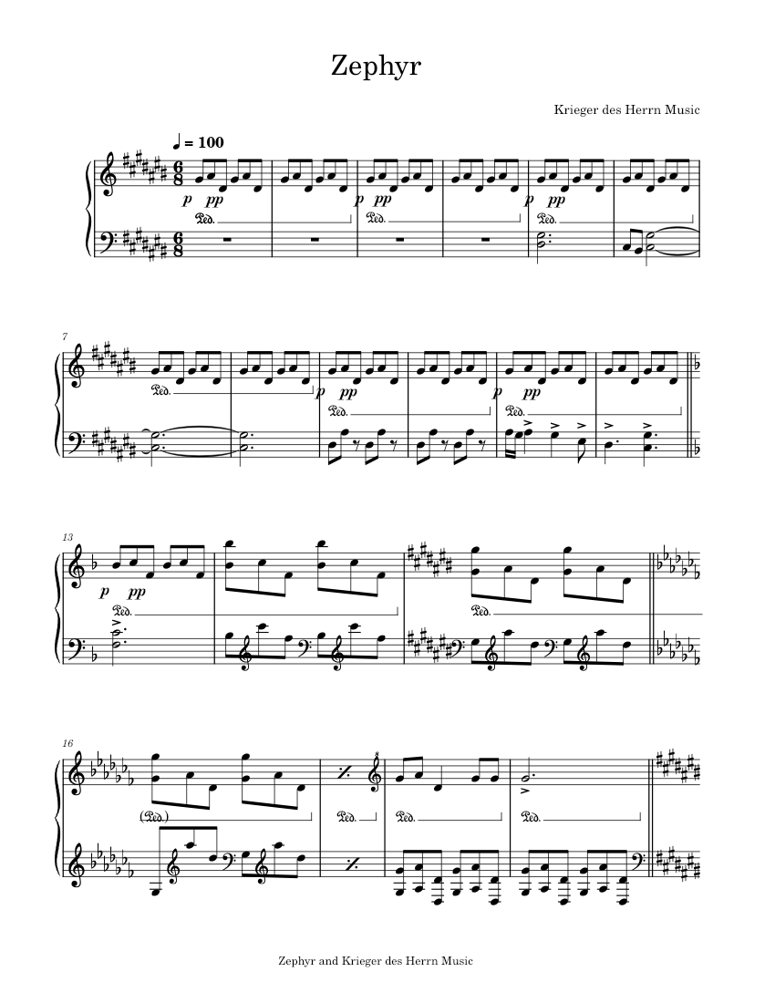 Zephyr Sheet music for Piano (Solo) | Musescore.com