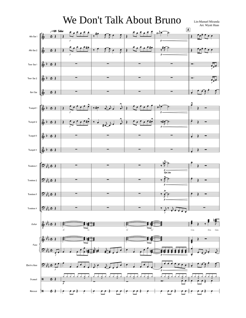 We Don't Talk About Bruno – Lin-Manuel Miranda Sheet Music with Chords ...