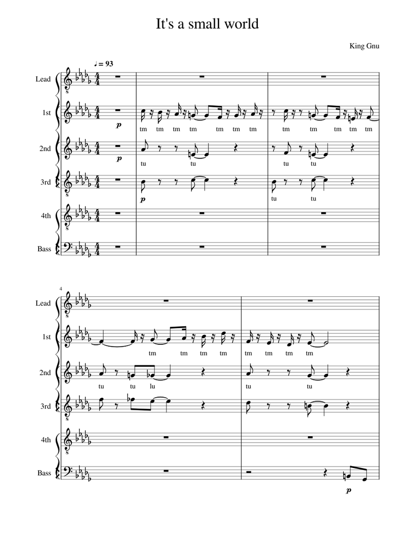 It's a small world Sheet Music for Piano (Mixed Ensemble) | MuseScore.com