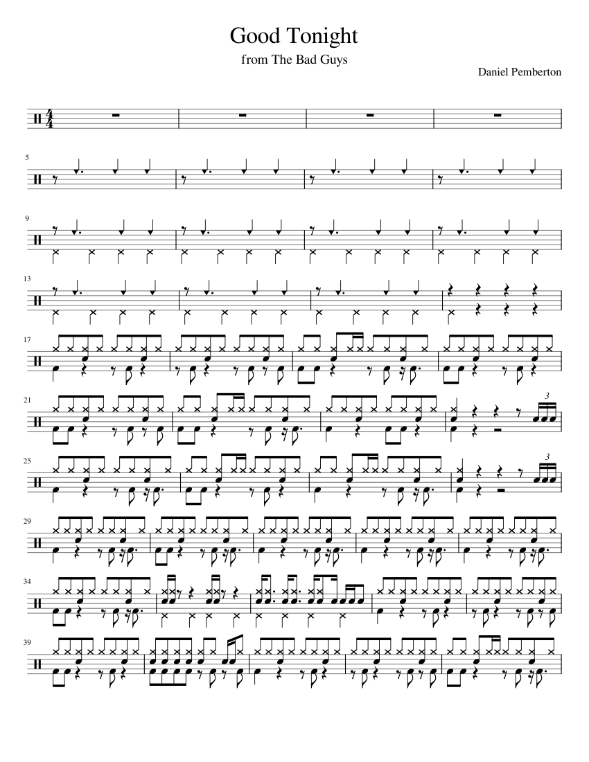 Good Tonight – Daniel Pemberton Sheet music for Drum group (Solo ...