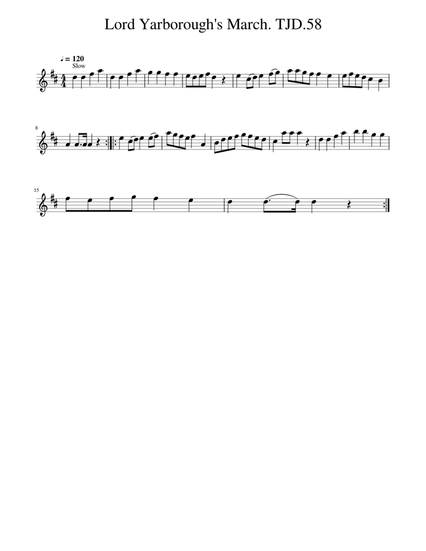 Lord Yarborough's March. TJD.58 Sheet music for Piano (Solo) Easy ...