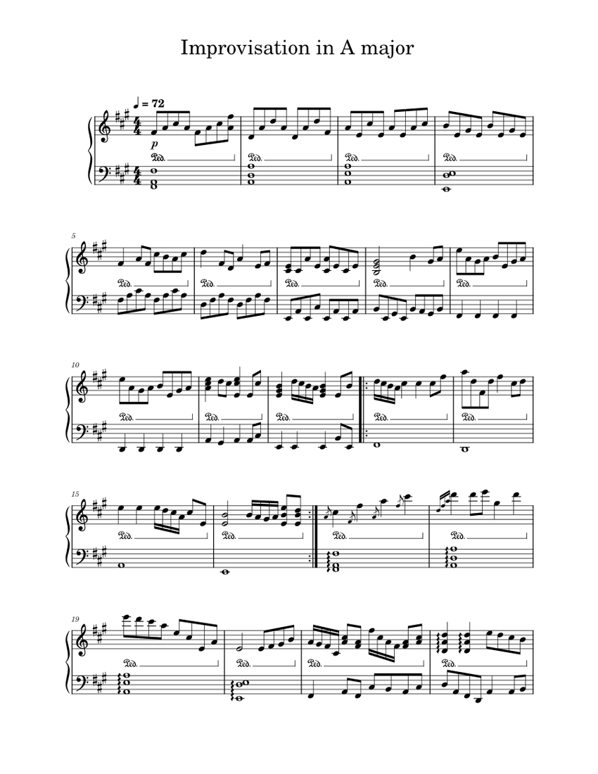 Improvisation in A major Sheet music for Piano (Solo) | Musescore.com