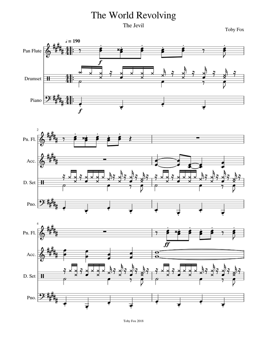The World Revolving Sheet Music for Piano, Accordion, Violin, Drum ...