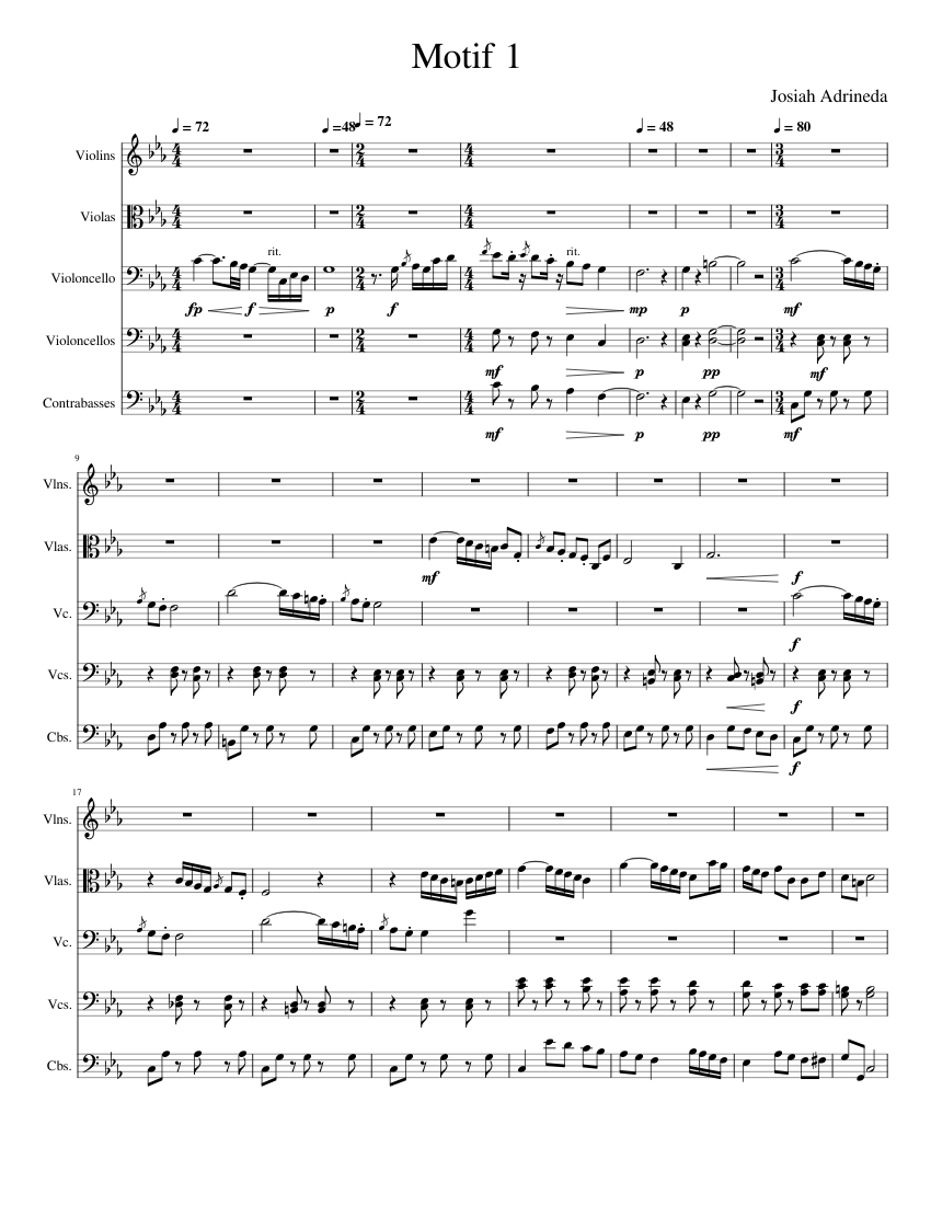 Motif Practice 1 Sheet music for Cello, Strings group (Mixed Quintet ...