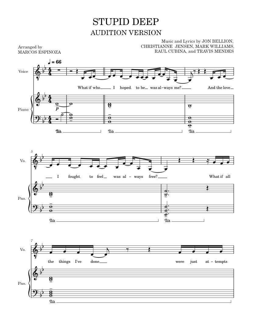 STUPID DEEP Sheet music for Piano, Vocals (Piano-Voice) | Musescore.com
