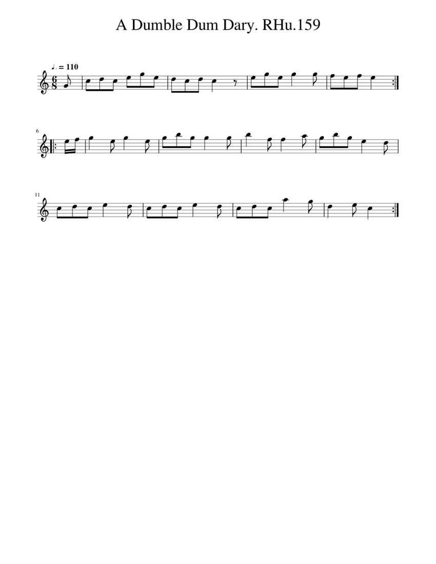 A Dumble Dum Dary. RHu.159 Sheet music for Piano (Solo) | Musescore.com