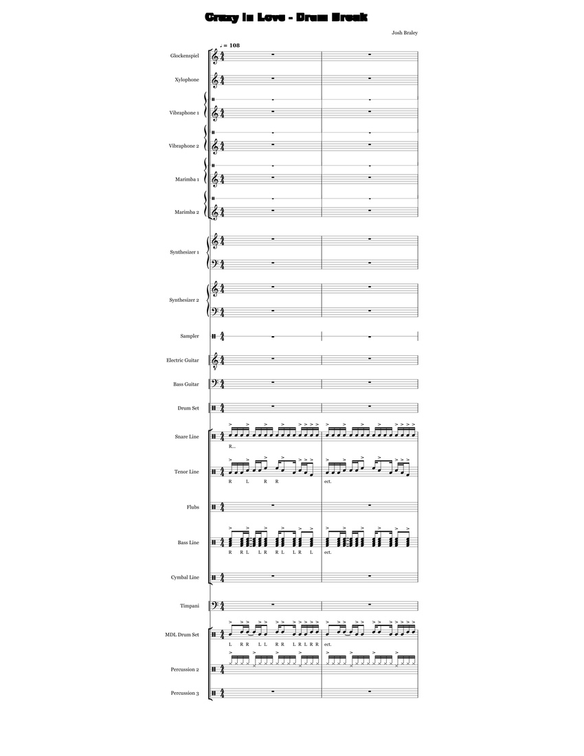 Crazy In Love Drum Break 1 Sheet music for Timpani, Vibraphone ...