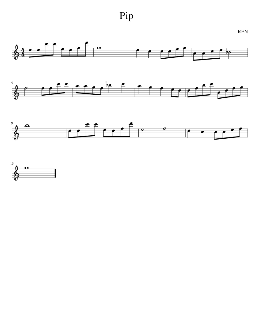 pip Sheet music for Piano (Solo) Easy | Musescore.com