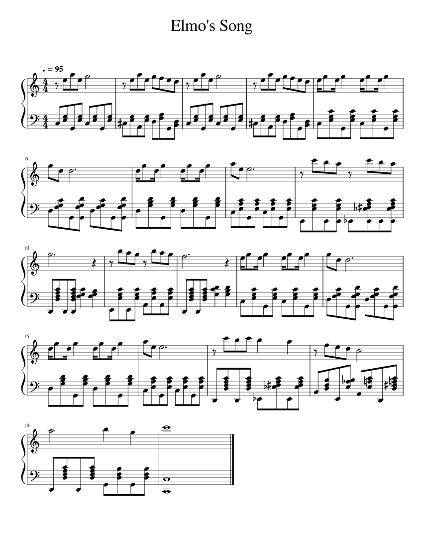 Elmo's_Song Sheet Music for Piano (Solo) Easy | MuseScore.com