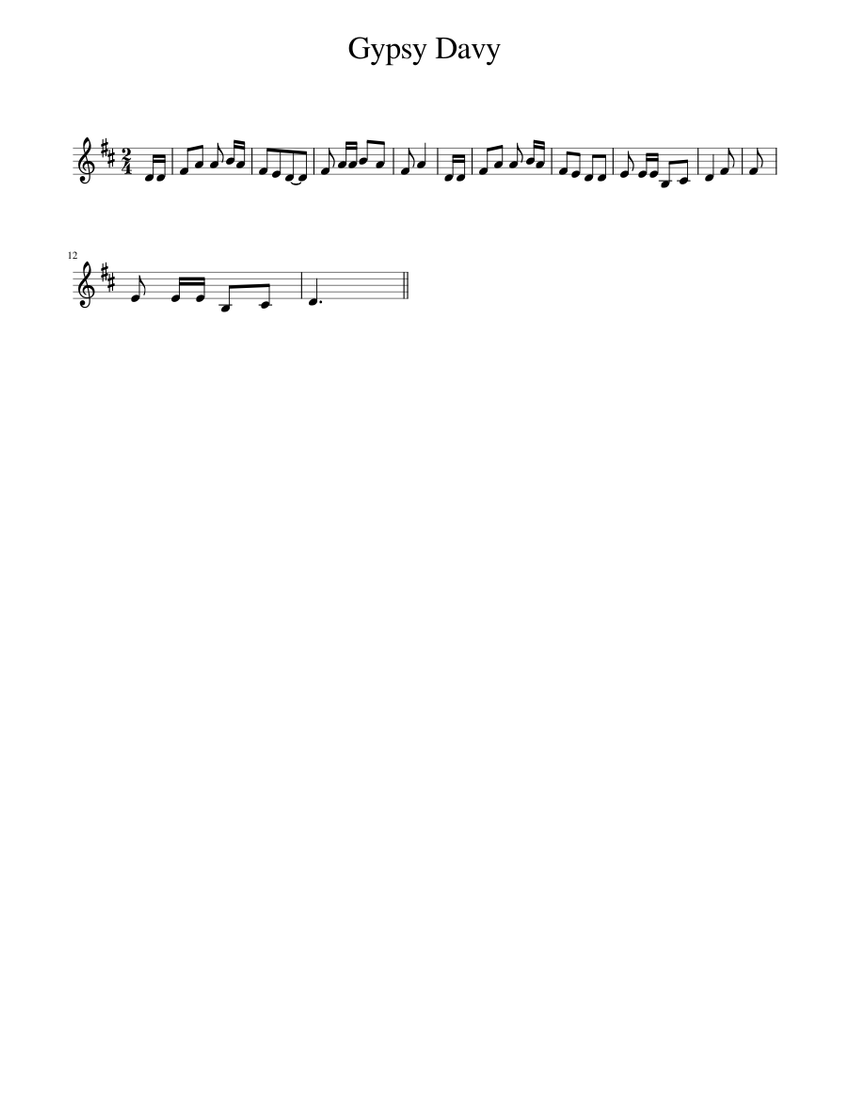 Gypsy Davy Sheet music for Piano (Solo) Easy | Musescore.com