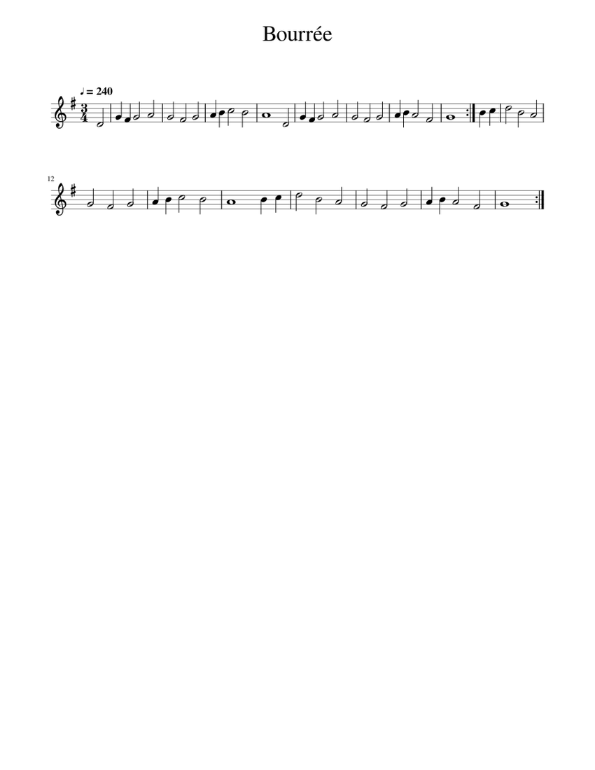 Bourrée Sheet music for Piano (Solo) Easy | Musescore.com
