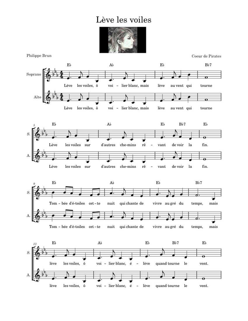 Lève les voiles – Coeur de Pirate Sheet Music with Chords for Soprano ...