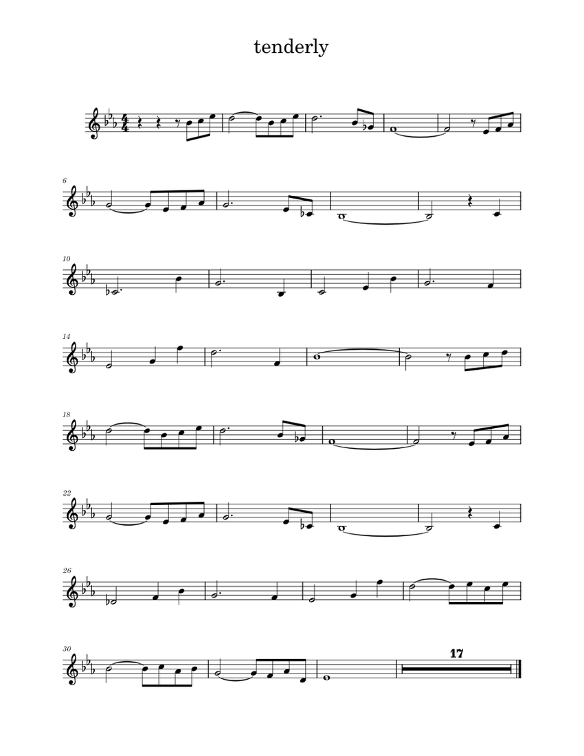 Tenderly – Walter Gross Sheet music for Piano (Solo) | Musescore.com