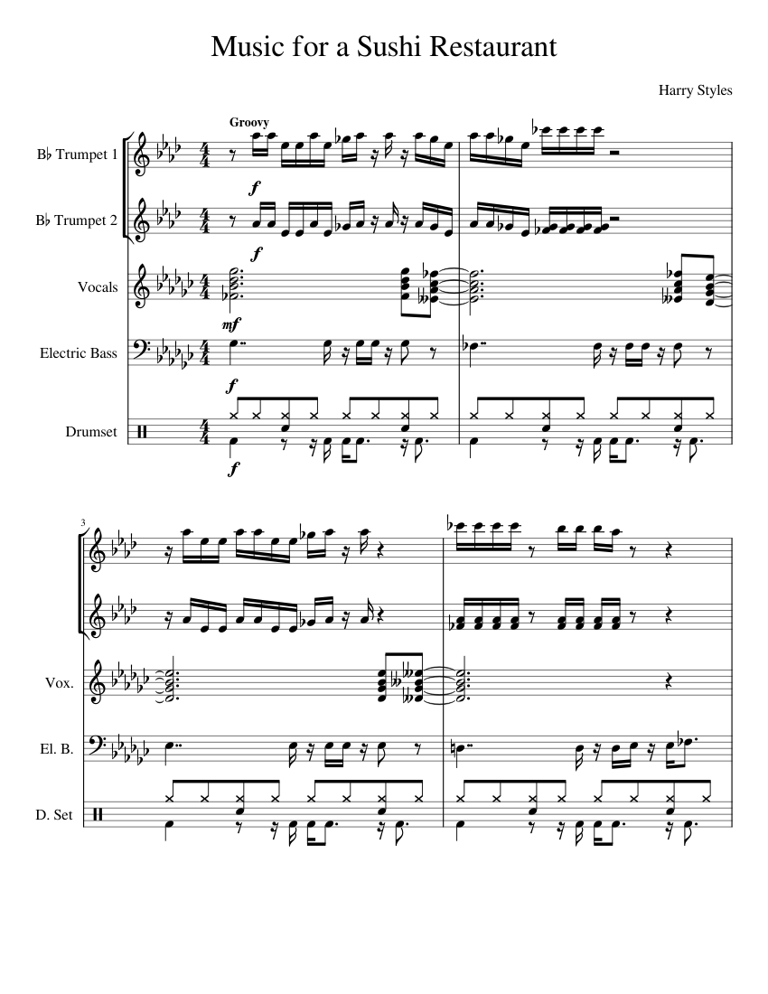 Music for a Sushi Restaurant Sheet Music for Piano, Trumpet in b-flat ...