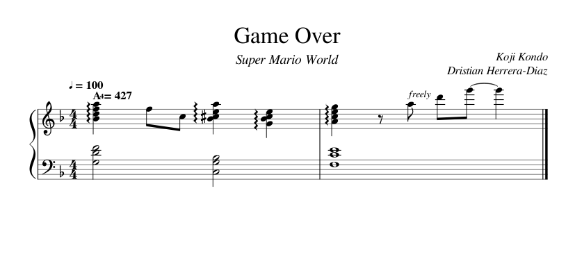 Game Over (Super Mario World) Sheet music for Piano (Solo) | Musescore.com