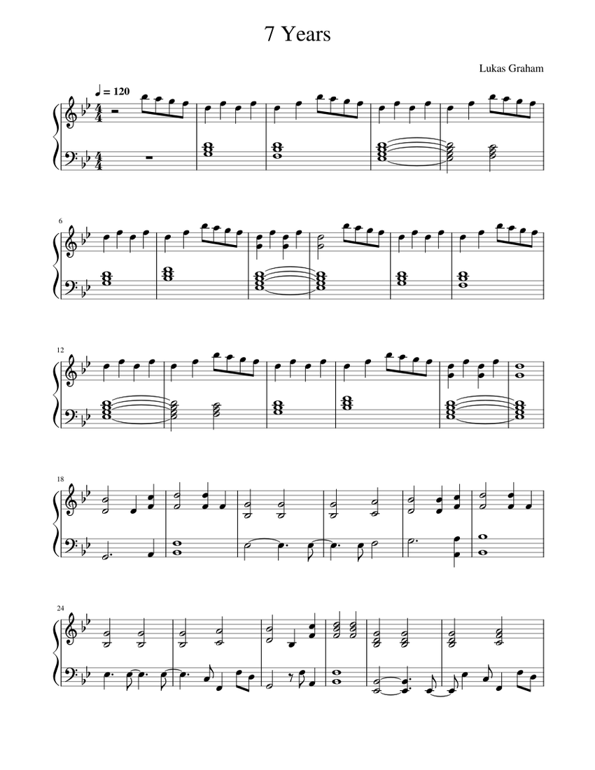7 years – Lukas Graham Sheet music for Piano (Solo) | Musescore.com