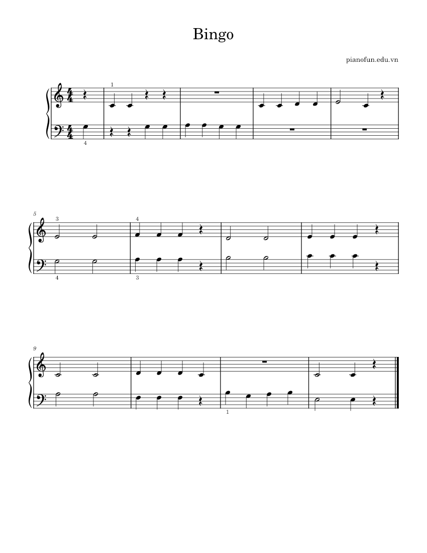 Bingo piano easy | pianofun.edu.vn Sheet music for Piano (Solo ...