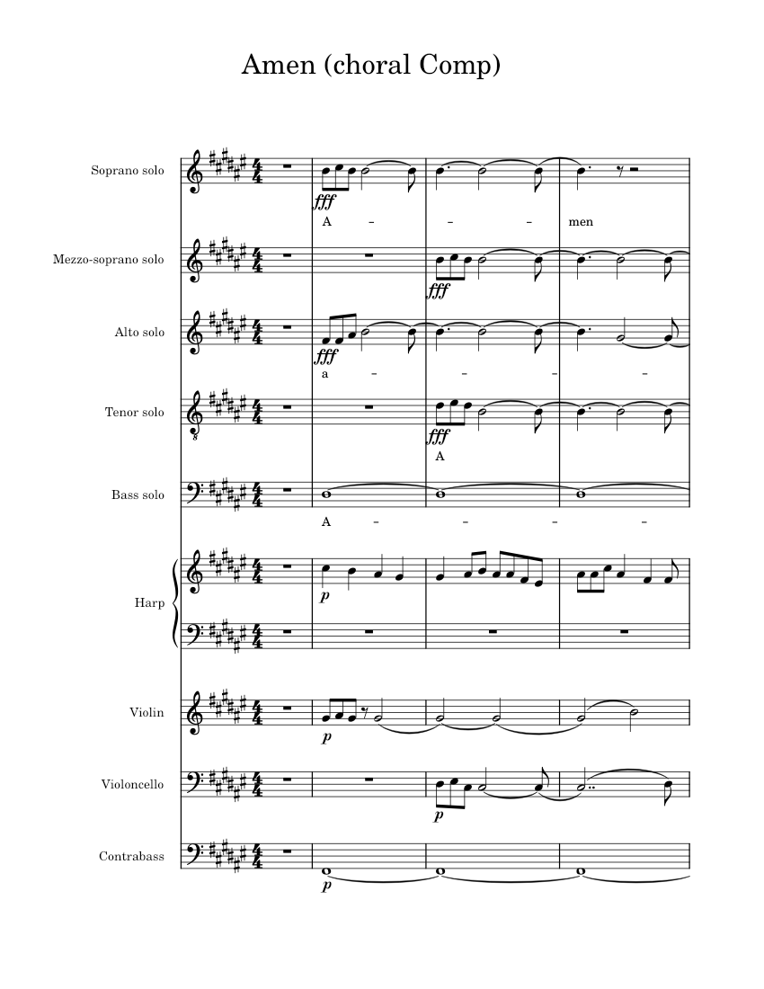 Amen choral Comp Sheet music for Soprano, Alto, Tenor, Bass voice ...