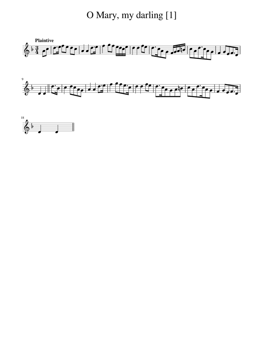 O Mary, my darling Sheet Music for Piano (Solo) Easy | MuseScore.com