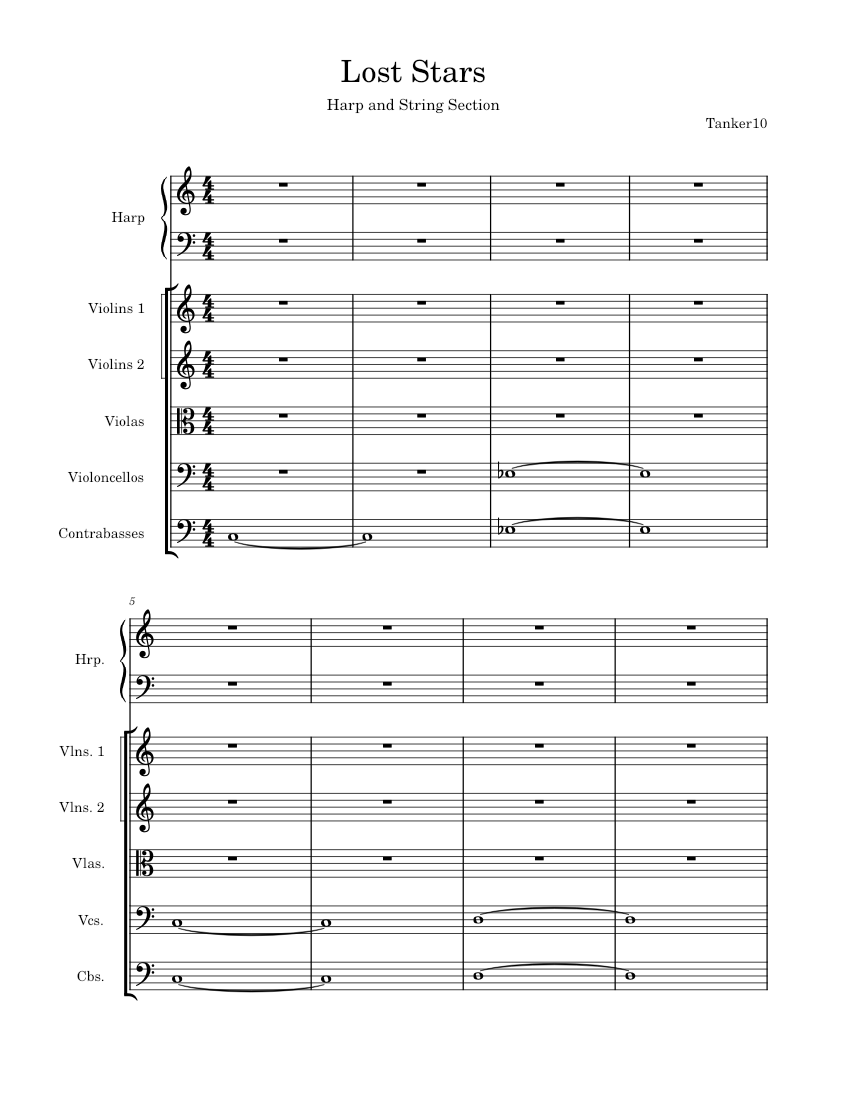 Lost Stars-String Section and Harp Only Sheet music for Harp, Strings ...