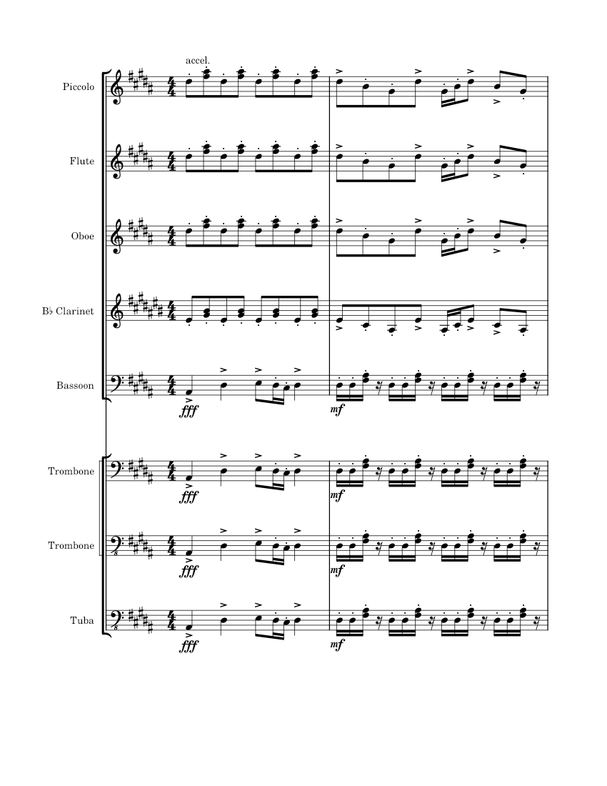 Frostbite Train Sheet music for Trombone, Tuba, Flute piccolo, Flute ...