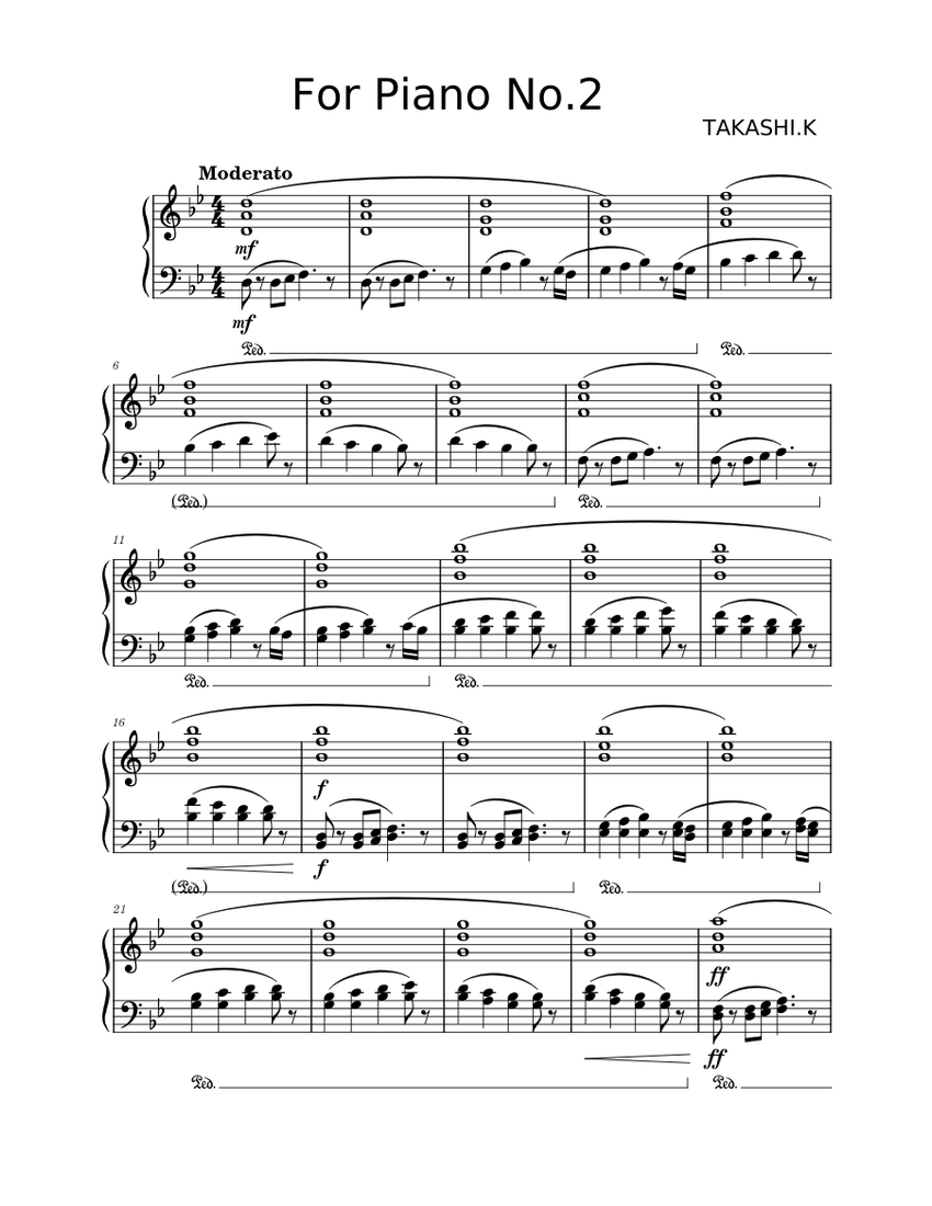 For Piano No.2 Sheet music for Piano (Solo) Easy | Musescore.com