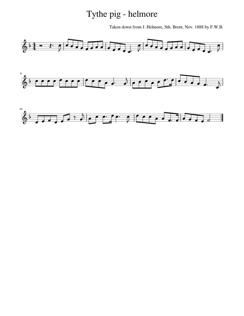 Tythe pig - helmore Sheet music for Piano (Solo) Easy | Musescore.com