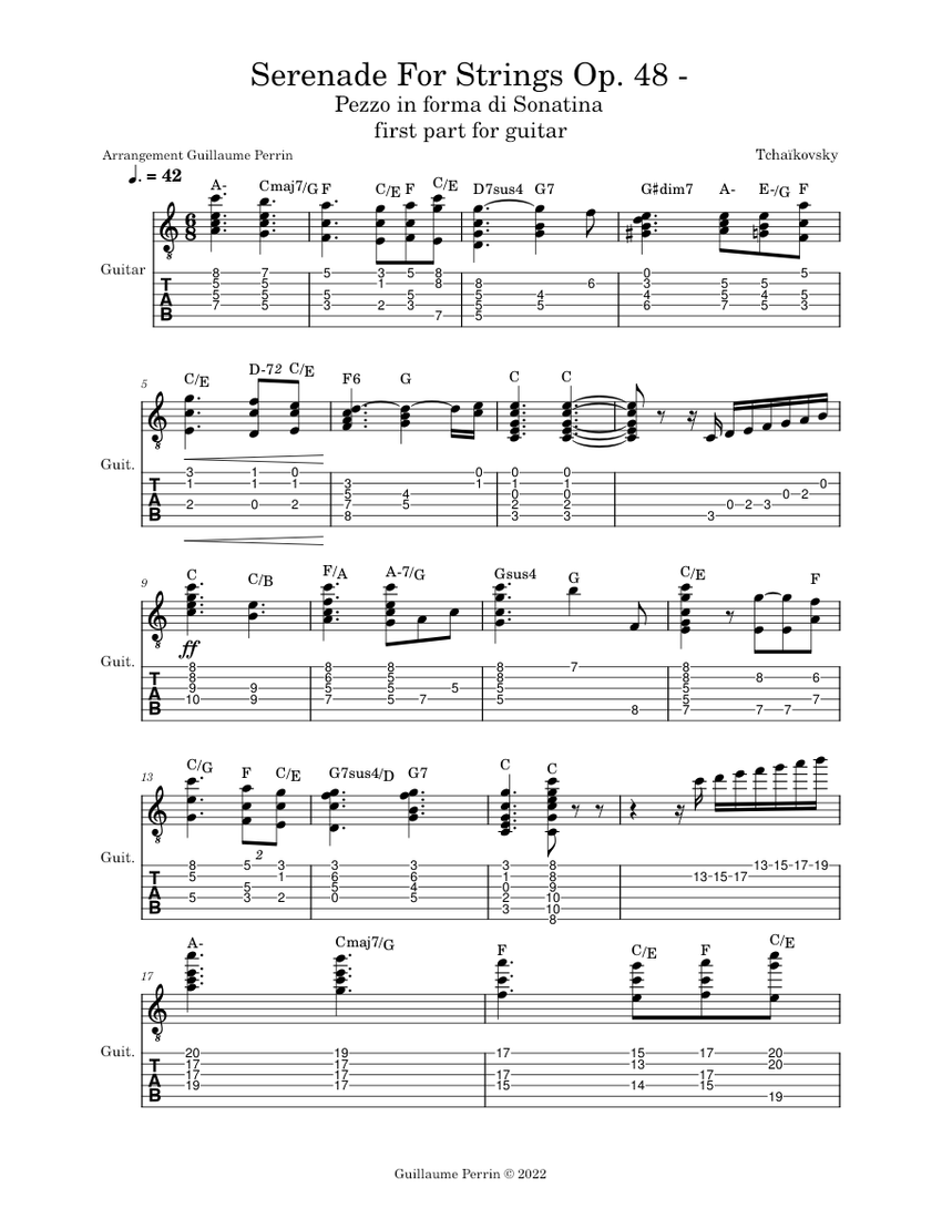 Serenade for String Orchestra, Op.48 – Pyotr Ilyich Tchaikovsky Sheet ...