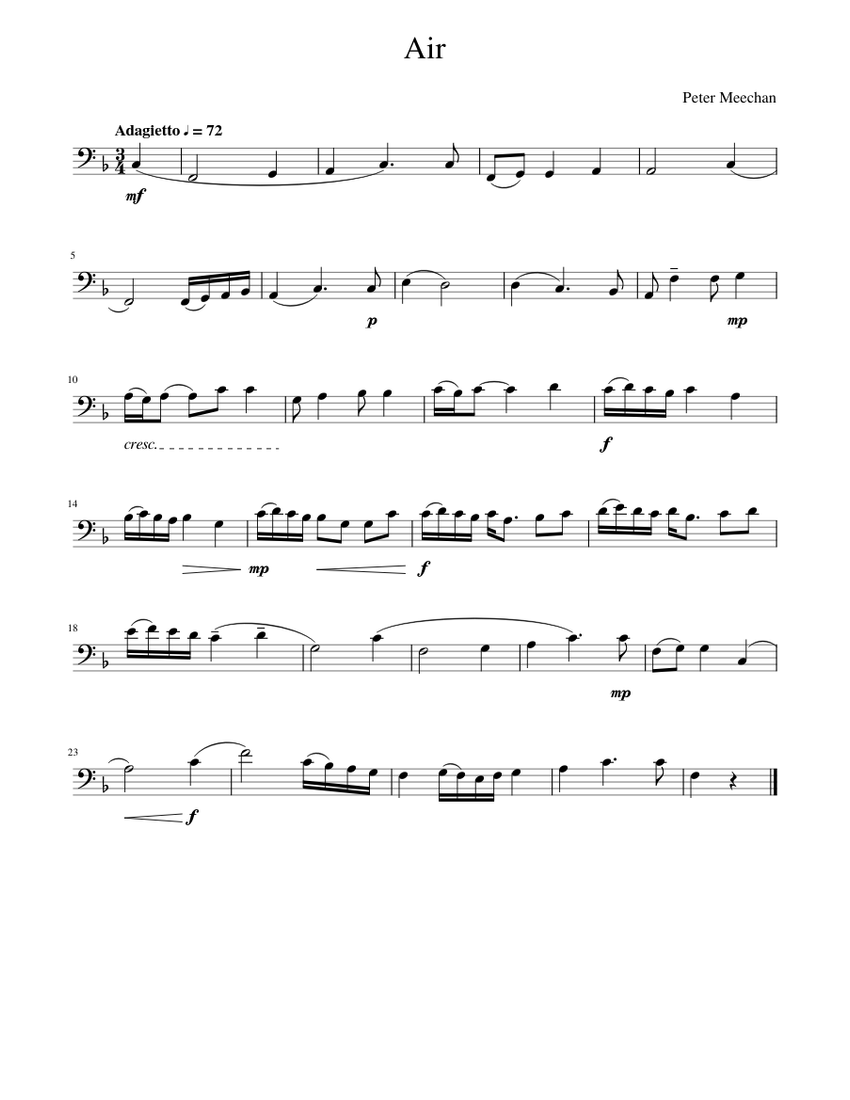 Air - Peter Meechan Sheet Music for Trombone (Solo) | MuseScore.com