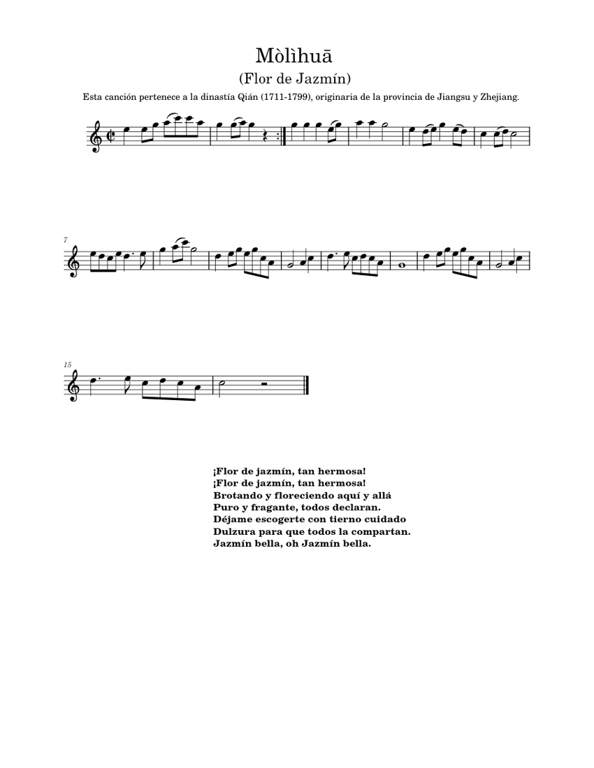 Molihua – Lei Qiang Sheet music for Flute (Solo) | Musescore.com