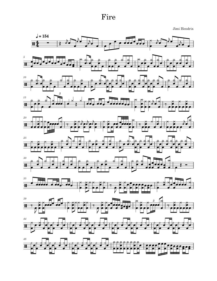 jimi hendrix drum sheet