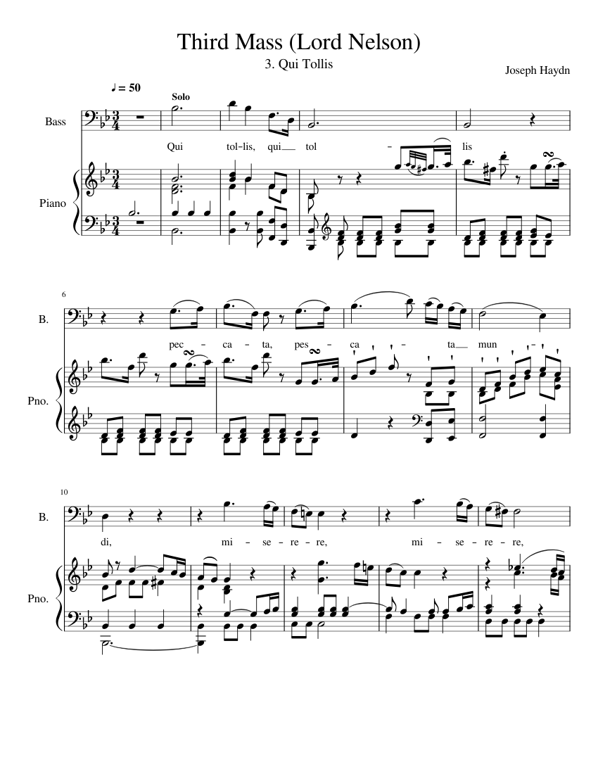 Lord Nelson Mass 3 4 Sheet music for Piano, Soprano, Alto, Tenor & more ...