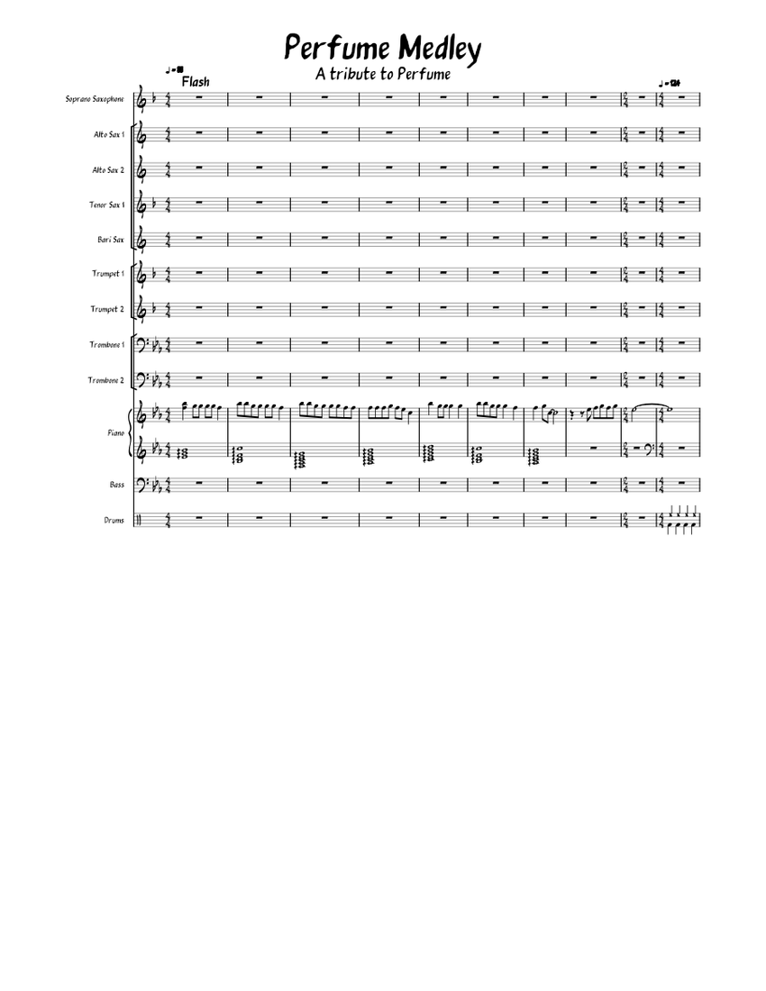 Perfume Medley Sheet Music for Piano, Trombone, Saxophone alto ...