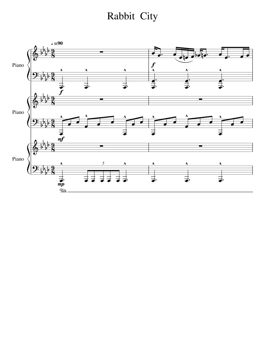 Rabbit City Sheet music for Piano (Piano Trio) | Musescore.com