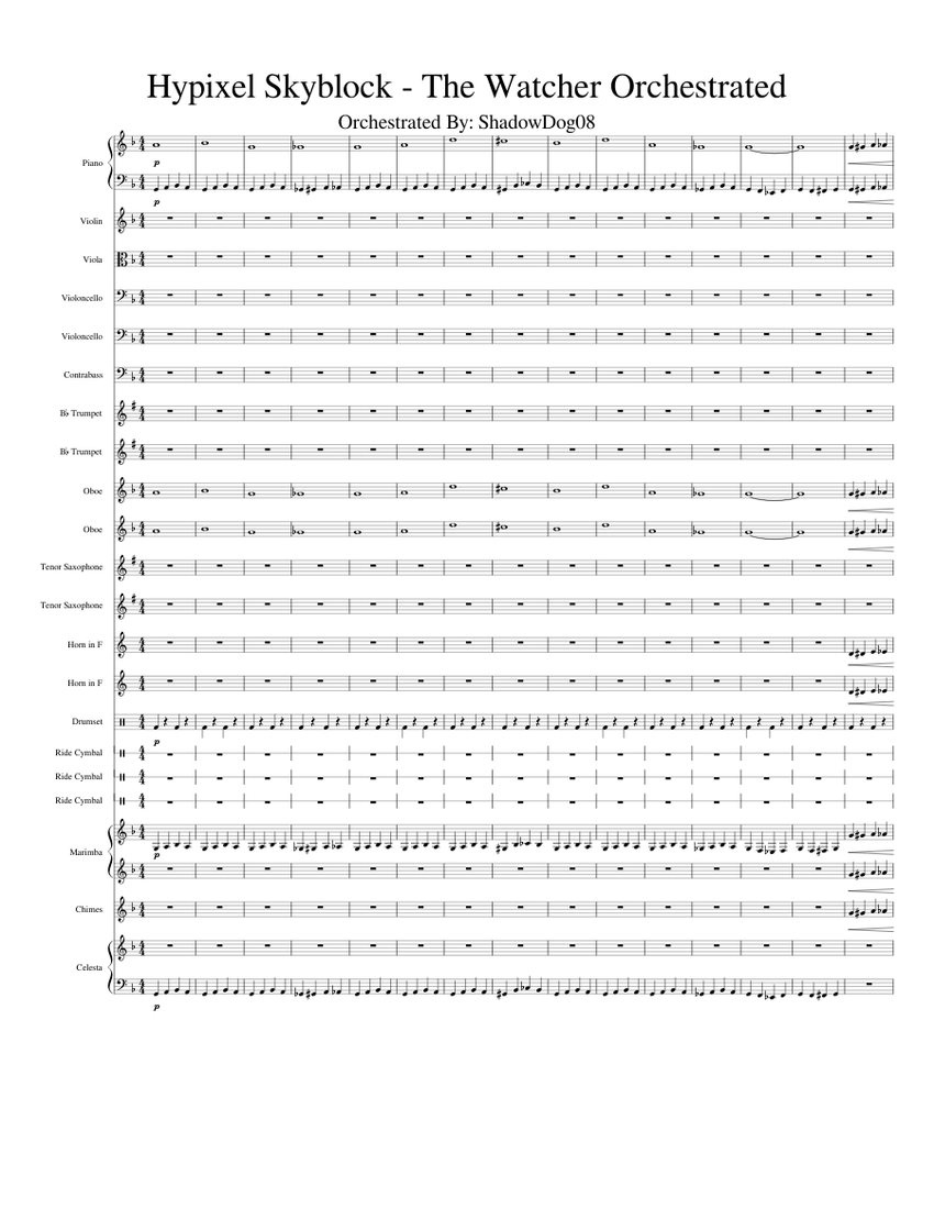 Hypixel Skyblock - The Watcher Orchestrated Sheet Music for Piano ...