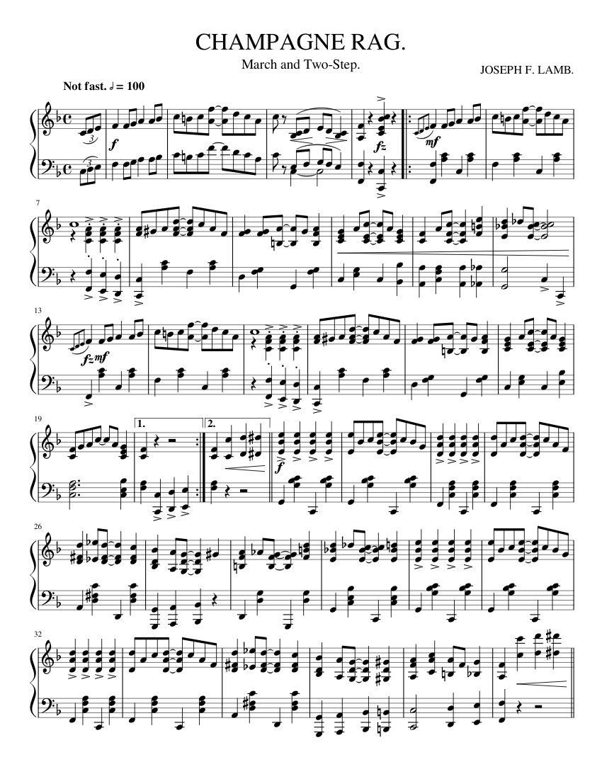 Champagne Rag (1910) Sheet music for Piano (Solo) | Musescore.com