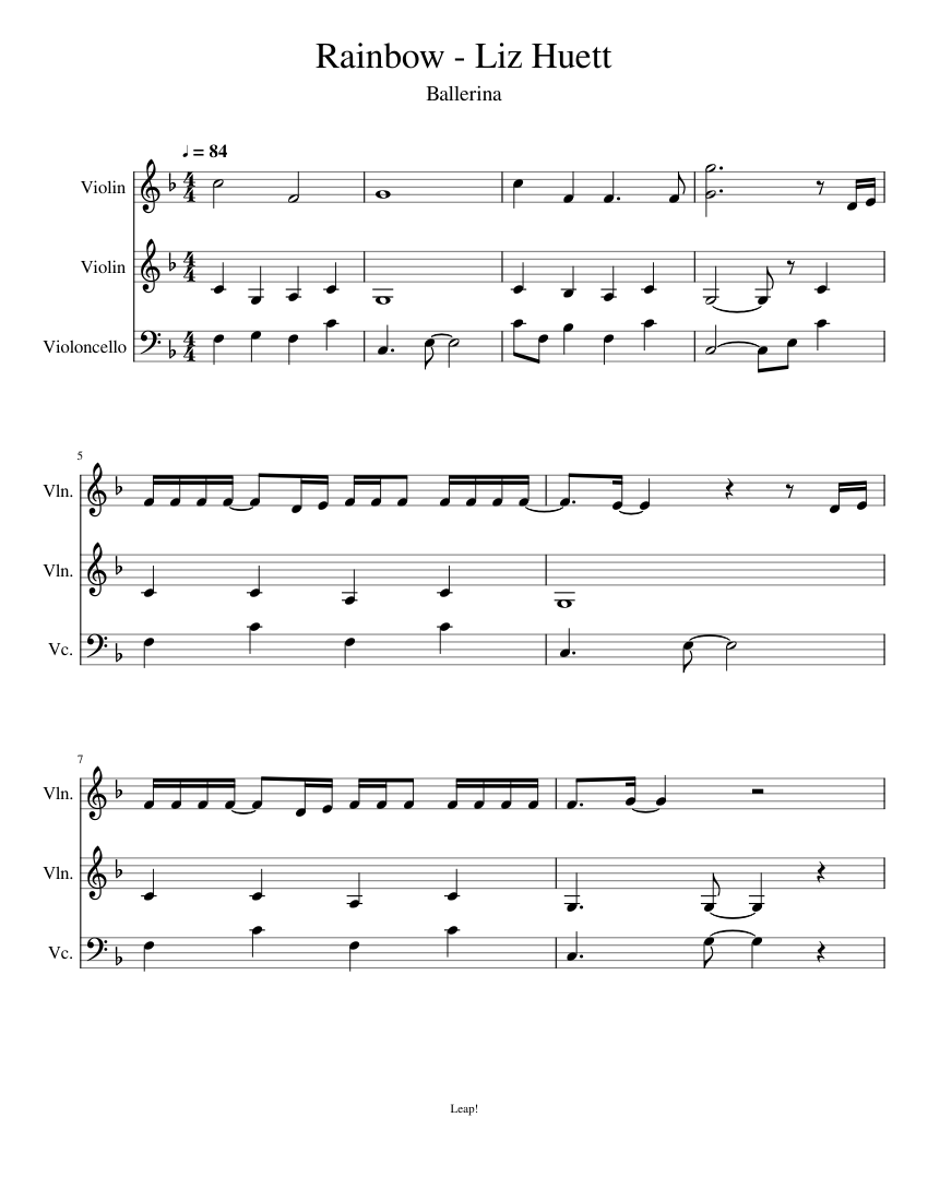 Rainbow - Liz Huett Sheet Music for Violin, Cello (Mixed Trio ...